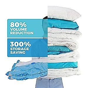 Vacwel 14-Pack Variety - Ziplock Vacuum Storage Bags for Clothes - Space Saver Bags for Packing Clothes - Vacuum Space Bags – 4xJumbo (43x30in) +4xLarge (32x21in) +6xMedium (28x20in) +Bonus Hand Pump