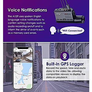 【Bundle: VIOFO A139 3CH with CPL + Microphone Kit】 3 Channel Dash Cam WiFi GPS VIOFO A139, Front+Interior+Rear 1440P+1080P+1080P Triple Car Dash Camera w/CPL, IR Night Vision, Parking Monitor