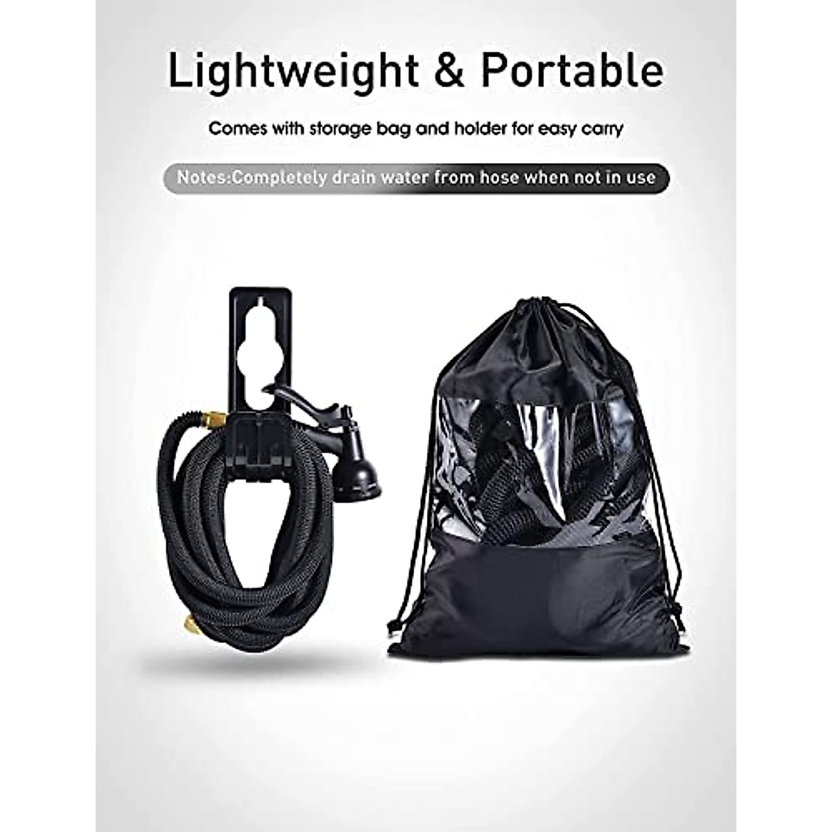 PEISONGFEI Garden Expandable Hose with 8 Function Hose Nozzle, Lightweight Anti-Kink Flexible Garden Hoses, Extra Strength Fabric with Double Latex Core 50 FT, Black