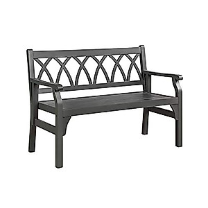Pebble Lane Living All Weather Outdoor Exclusive Elegant Hardwood 2 Seater Bench, 48" L x 24" W x 35.5" H, Black