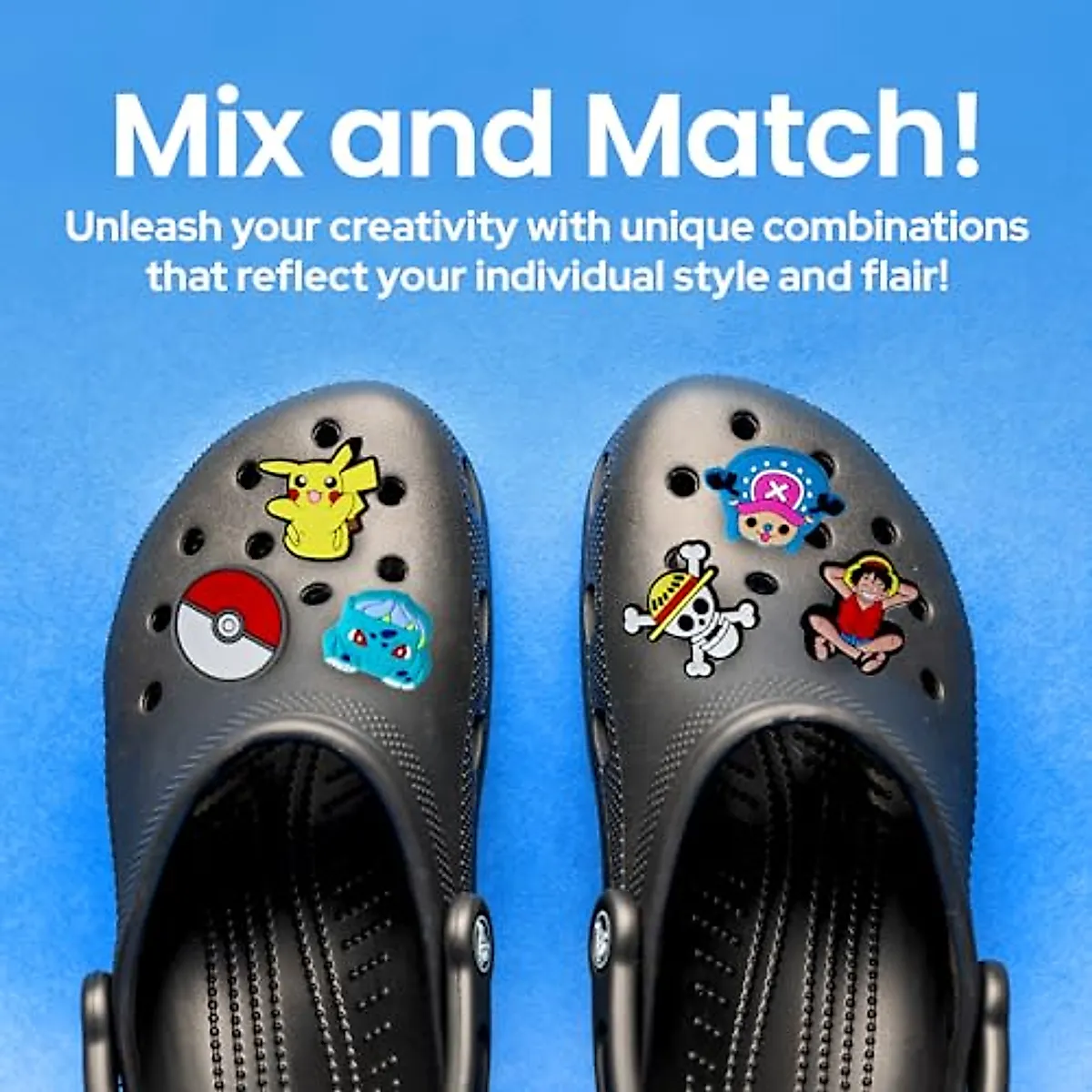 Cynically Happy - Shoe Charms, 50 Piece Assorted Set of Cute Charms for Bracelets and Shoes, Durable PVC Shoe Accessories, Unisex Clog and Shoe Decoration Charms, Animated Charm Set