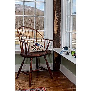 Chandler 4 Corners Artist-Designed Bluebird and Berries Hand-Hooked Wool Decorative Throw Pillow (8” x 12”) Wildlife Pillow for Couches & Beds-Easy Care, Low Maintenance Nature & Bird Pillow