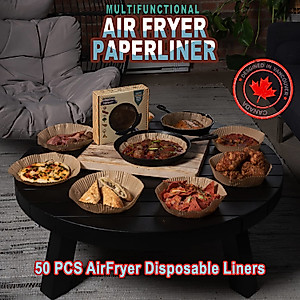 50 PCS Air Fryer Parchment Paper Liners - 6.3" (16cm) Air Fryer Liner with Wall - Air Fryer Disposable Paper Liner For Medium & Small Air Fryer Liner Basket - Air Fryer Accessories