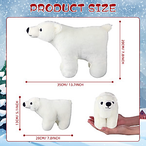 Zubebe 4 Pcs Polar Bear Stuffed Animal Set Large White Stuffed Bear Soft Polar Bear Plush Toy Cuddly Bear Gifts for Birthday Christmas Decoration (Polar Bear Style)(Polar Bear Style)