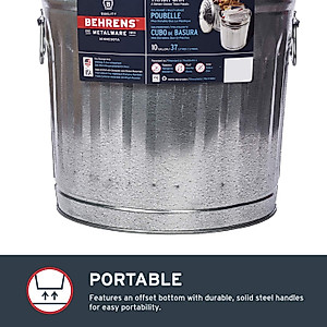 Behrens Manufacturing 6210 Galvanized Steel Trash Can, 10-Gallon