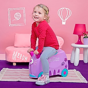 Trunki Ride-On Kids Suitcase | Tow-Along Toddler Luggage | Carry-On Cute Bag with Wheels | Kids Luggage and Airplane Travel Essentials: Cassie Cat Lilac