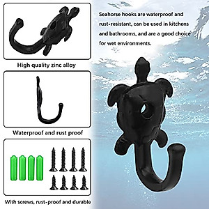 Wall Storage Hooks – Ttortoise Decorative Wall Mounted Coat Hooks for Hanging Coats, Scarves, Bags, Purses, Backpacks, Towels Indoor and Outdoor Hooks (Black 5 Pack)