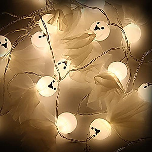KIMOBER 20 LEDs Halloween Ghost String Lights,Battery Powered Lighting Decoration for Halloween Outdoor Indoor Party