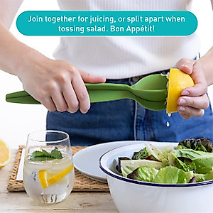Juicepair 2-in-1 Citrus Juicer/Salad Server | Cool Kitchen Gadgets to Make a Dressing and Salad Up | BPA-Free, Food-Grade Lemon Juicer/Salad Mixer | Orange Juicer + Salad Tongs | by Peleg Design