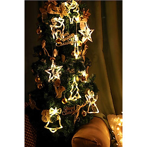 Sezrgiu 3 Pack LED Bells Christmas Tree String Light Window Hanging Ornament Starry Fairy Light Battery Operated Lamp for Window Festival Xmas Party Decoration (30CM Wire, 3 Pack Bells)