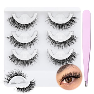 wiwoseo False Eyelashes Colorful Russian Strip Lashes Colored Faux Mink Lashes Natural Wispy Fluffy 18MM 3D Effect Color Fake Eyelashes for Festival 10 Pairs Pack