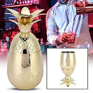 Pineapple Cocktail Shaker, Stainless Steel Cocktail Shaker Mixer Drink Barware Making Drinking Container Tool Bartender Utensil