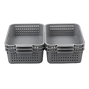 Doryh 6 Packs Small Plastic Basket, Grey Storage Basket Pantry Storage Bins, R
