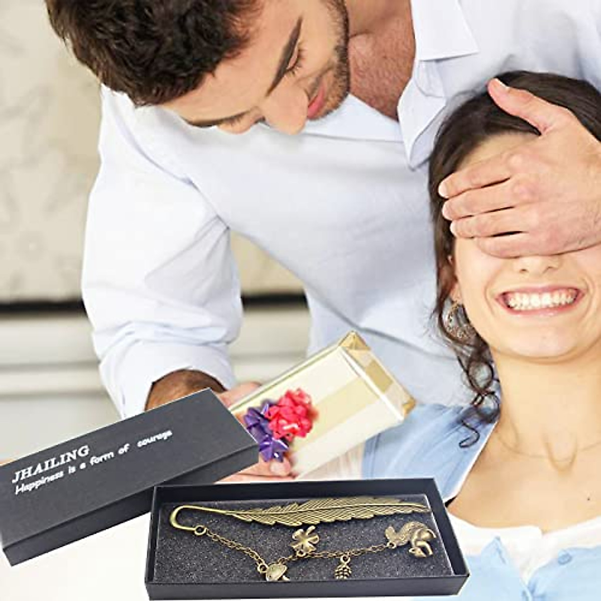 JHAILING Bookmarks for Women Leaf Metal Book Lovers Beautiful Unique Personalized Squirrel Bookmark with Gift Box for Adults for Teachers Man Kids Reader School Office Gifts