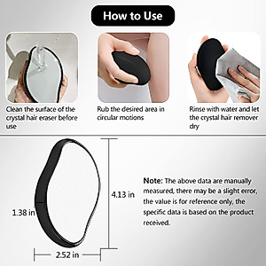 Crystal Hair Eraser,Magic Crystal Hair Remover for Men&Women-Painless Soft Smooth Silky Skin Crystal Hair Removal for Arms,Legs and Body,Fast&Easy Exfoliate (Black)