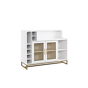 Home Source White Accent Bar Cabinet with Mesh Door