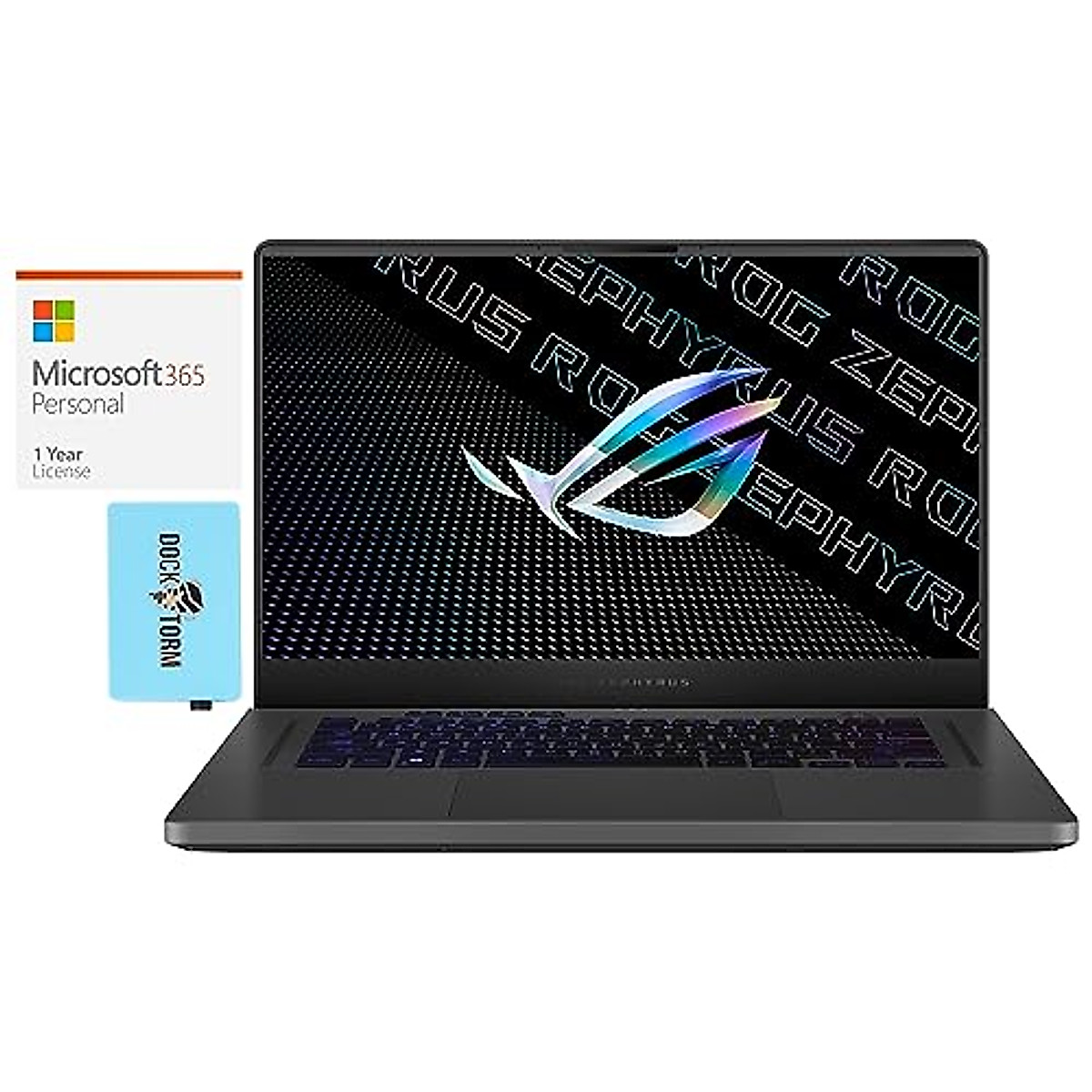 ASUS ROG Zephyrus G15 Gaming Laptop (AMD Ryzen 9 6900HS 8-Core, 24GB DDR5 4800MHz RAM, 1TB PCIe SSD, GeForce RTX 3080, 15.6" 240 Hz Win 11 Pro) with MS 365 Personal, Dockztorm Hub