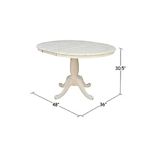 International Concepts Round Top Pedestal 12" Leaf Diining Table, Unfinished