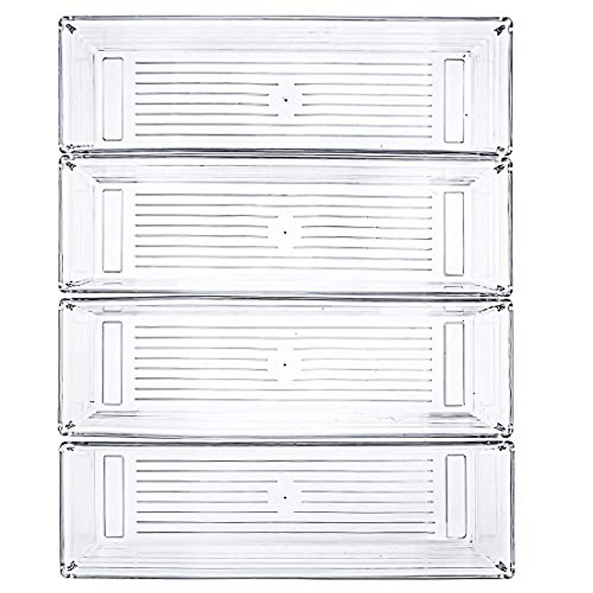 Kingrol 12 Pack Clear Drawer Organizers, Drawer Divider Storage Bins, Desk Storage Box Set for Kitchen Bedroom Bathroom Office Craft Supplies