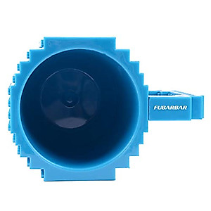 Fubarbar Brick Coffee Mug – Cool Novelty Cup with Lid, Straw & Building Blocks, Funny Xmas/Birthday Gift for Men, Women, Kids(Blue)