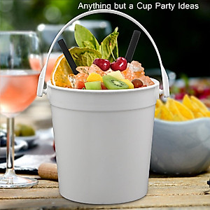 Mandurs Plastic Cocktail Buckets for Drinks, 32oz Reusable Ice Bucket Smoothie Bucket for Parties Cocktail Bar Beer, 1Liter Large Ice Buckets for Parties, Anything but a Cup Party Ideas (10 PCS)