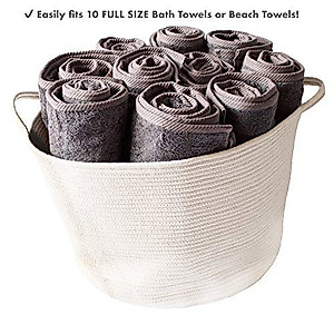Cotton Rope Storage Baskets 23.6"x17.7"x13.8'' Extra Large Boho Blanket Basket Living Room Woven Toy Storage Bin for Blankets Tall Laundry Hamper Baby Nursery Hampers