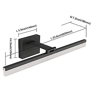 SOLFART Dimmable Black Vanity Light Bar Lighting Fixtures Modern Bathroom Light Fixtures 6000K Rotatable White Aluminum LED Light