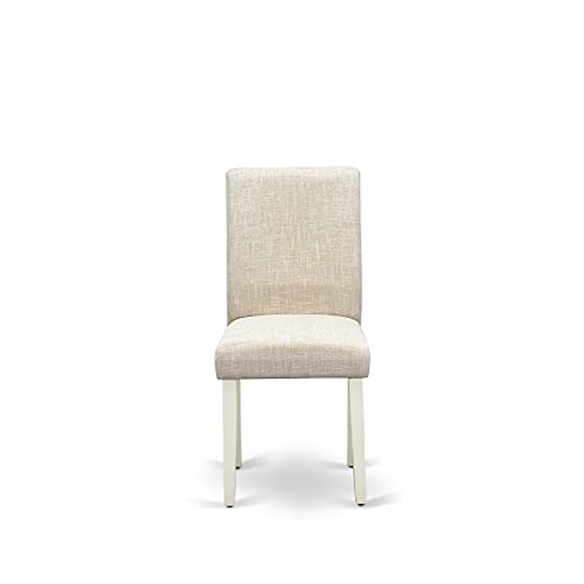 East West Furniture ANAB5-LWH-02 5Pc Round 36" Table and 4 Parson Chair White Leg and Linen Fabric Light Beige