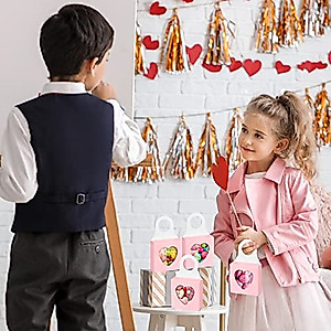 jixsloft 12 Count Pink Paper Wine Bottle Box with Window, Wine Hanging Foldable Gift Boxes Charcuterie Box Wine Boxes for Holding Candy Chocolate, Wedding Birthday Mother's Day Gift Box