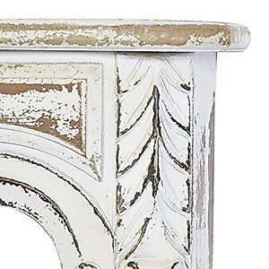 Deco 79 Wood Scroll Distressed 1 Shelf Wall Shelf, 36" x 6" x 9", White