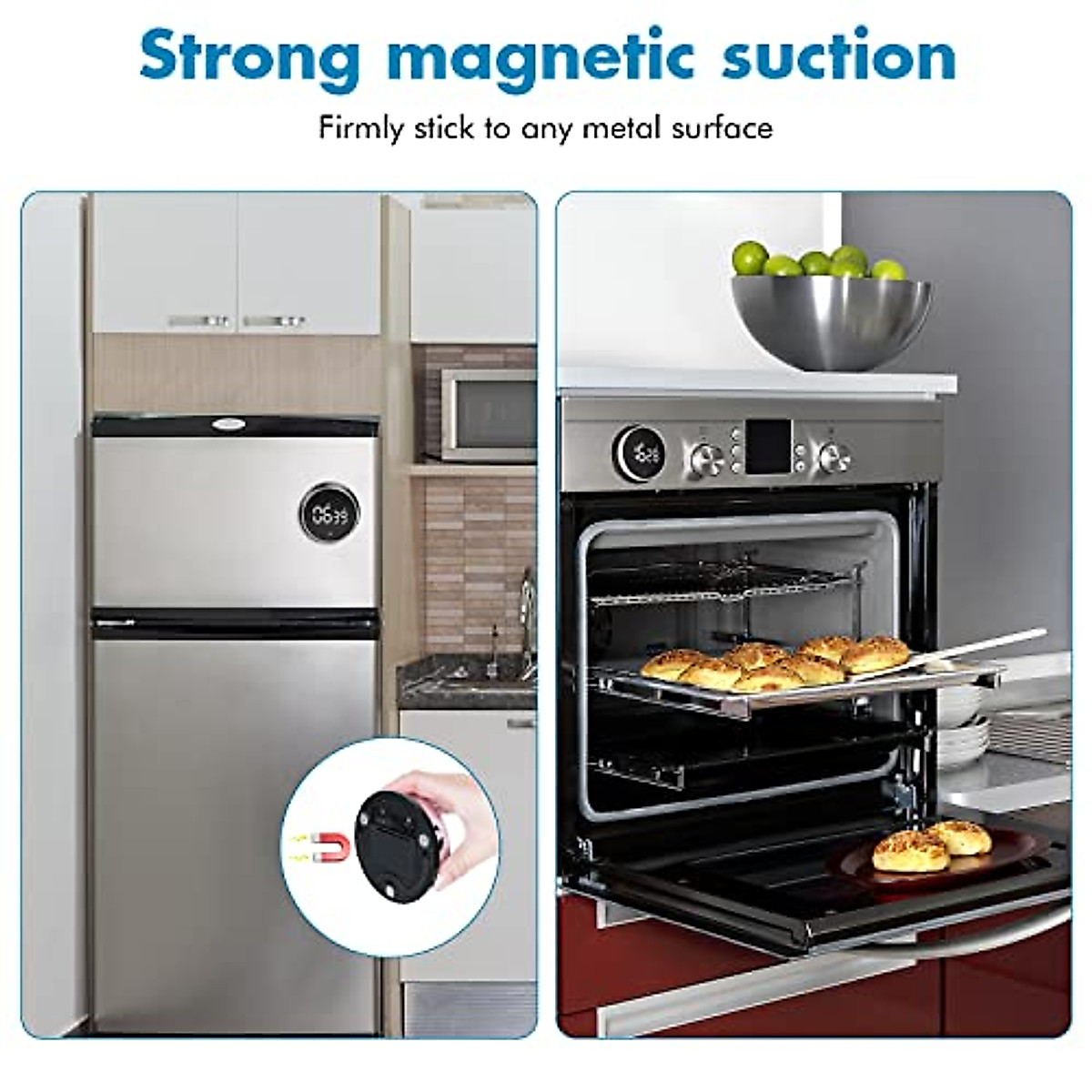 Geekpartn Rechargeable Timer-Digital Kitchen Timer- Classroom Timer for Kids- Magnetic Countdown Countup Timer(Black)