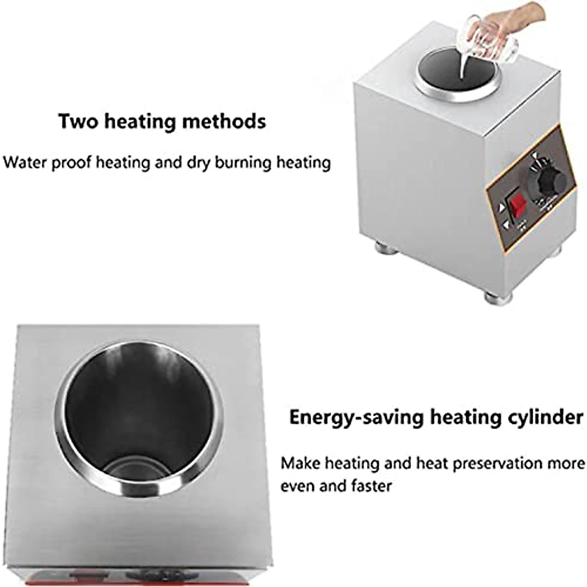 Electric Sauce Warmer, Commercial Sauce Dispenser, 640W Hot Fudge Dispenser, Cheese Chocolate Soy Sauce Heater, Stainless Steel Topping Dispenser,3Grid