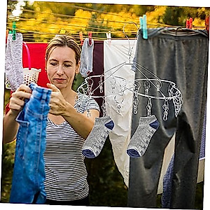 OKUMEYR 1pc Drying Rack Stainless Steel Clips Foldable Clothes Drying Rack Folding Clothes Hanger Clothes Drying Hanger Laundry Drying Rack Collapsible Multi Hanger Stainless Steel Silver