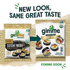 gimMe Organic Roasted Seaweed - Restaurant-style Sushi Nori Sheets - 0.81 Ounce