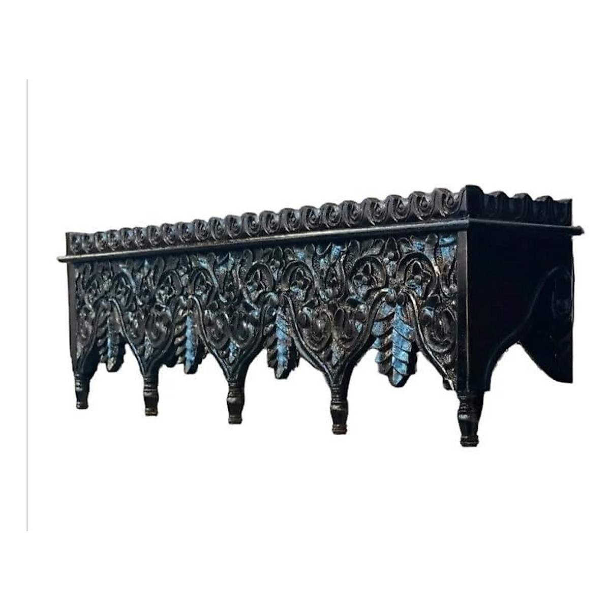 Generic Blackperlcrafts by Wood Wooden Shelf Home Decor Carving Wall Shelf/Handcarved Wall Bracket Wood/Unique Hand Carved Wall Shelf/Wood Carving Wall Shelf Gift, 30x6x9 Inch