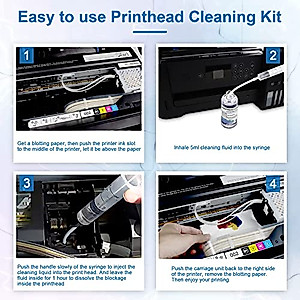 Printhead Cleaning Kit 100ml, Printer Cleaning Kit for Epson Ecotank Printer, Printer Cleaner Kit for HP Printhead, Inkjet Printer Head Cleaning Kit for Canon Brother Lexmark Print Head Liquid Nozzles