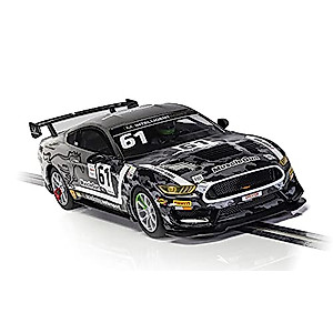 Scalextric Ford Mustang GT4 Academy Motorsport 1:32 Slot Race Car C4221, Black & Gray