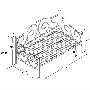 DHP Victoria Daybed, Twin Size Metal Frame, Multi-functional Furniture, Bronze