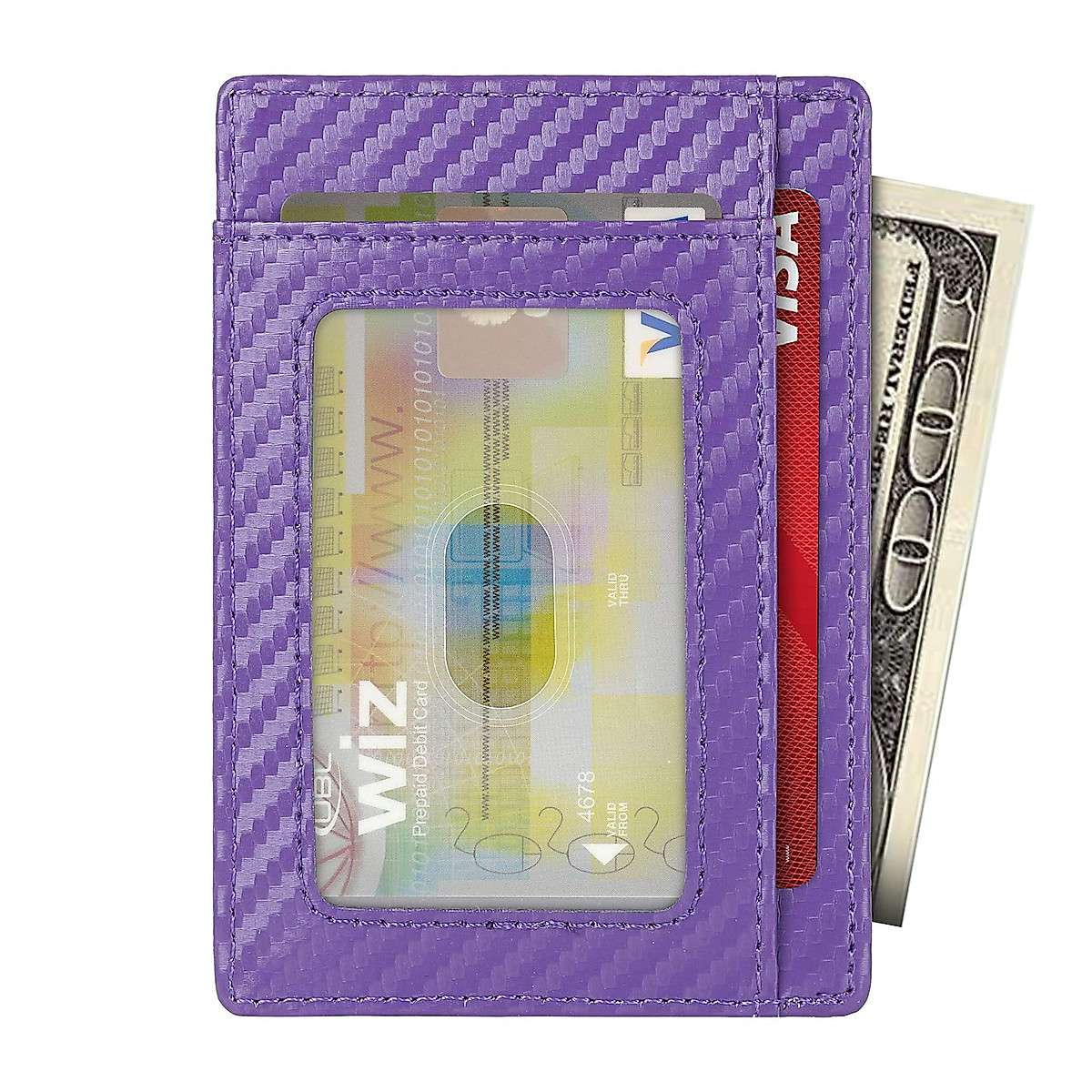 RUNBACH Slim Wallet,Minimalist Thin Front Pocket Leather Wallet RFID Blocking Secure Card Holder for Men Women,Gift-Boxed (Purple)