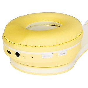 Cryfokt Noise Reduction Bluetooth Headset for Kids, Foldable Over Ear Headphone Wireless Wired Headphones with Colorful Light for Phone, Laptop, Tablets, Online Learning(Yellow)