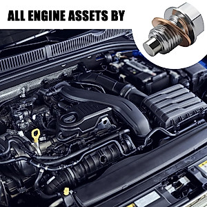 Fogfar 1 PC Oil Drain Plug with 5 Cooper Washer, M14x1.5 Heavy Duty Engine Oil Drain Plug, for Qashqai Qijun New Teana New Sunshine Liwei Sylphy Tiida Nissan (Silver)