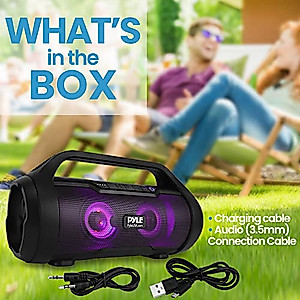 Pyle Wireless Portable Bluetooth Boombox Speaker - 500W 2.0CH Rechargeable Boom Box Speaker Portable Barrel Loud Stereo System with AUX Input/USB/SD/Fm Radio, 3" Subwoofer, Voice Control - PBMWP185