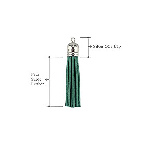 30 Silver CCB 2-1/4 Inch Faux Suede Tassel Charm Keychain Cellphone Straps Z58 (Green Tassel)