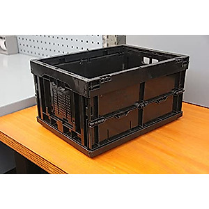 Storage Compat Storage Bin, Nettuno 4323-B06, Plastic Stacking Container, Lidded Storage Bin, Hardware and Tool Storage, Collapsible Bin, Black, 15.75x11.81x8.66 Inches, Medium Size, Individual Pack