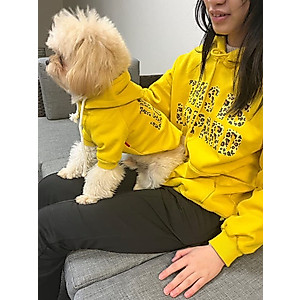 YoPetMax Pet-Parent Matching Leopard Pattern Family Look Pullover Hoodie Sweatershirt for Cat Small Dog Kitten Puppy Dogs&Mommy Outfits Clothes are Sold Separately(XL,Yellow)