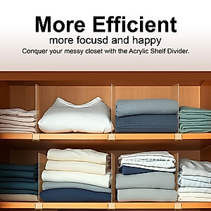 Generic Acrylic Shelf Dividers - 8Pcs Closet Shelf Divider Organizer - Adjustable Separator Clear Dividers for Shelves Wooden, Transparent