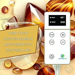 HealthyLine SOFT Far Infrared Heating Pad - Natural Crystal Gemstones Mat for Back Pain - Electric Auto Shut Off - Rejuvenating Negative Ions Therapy - 40" x 24"