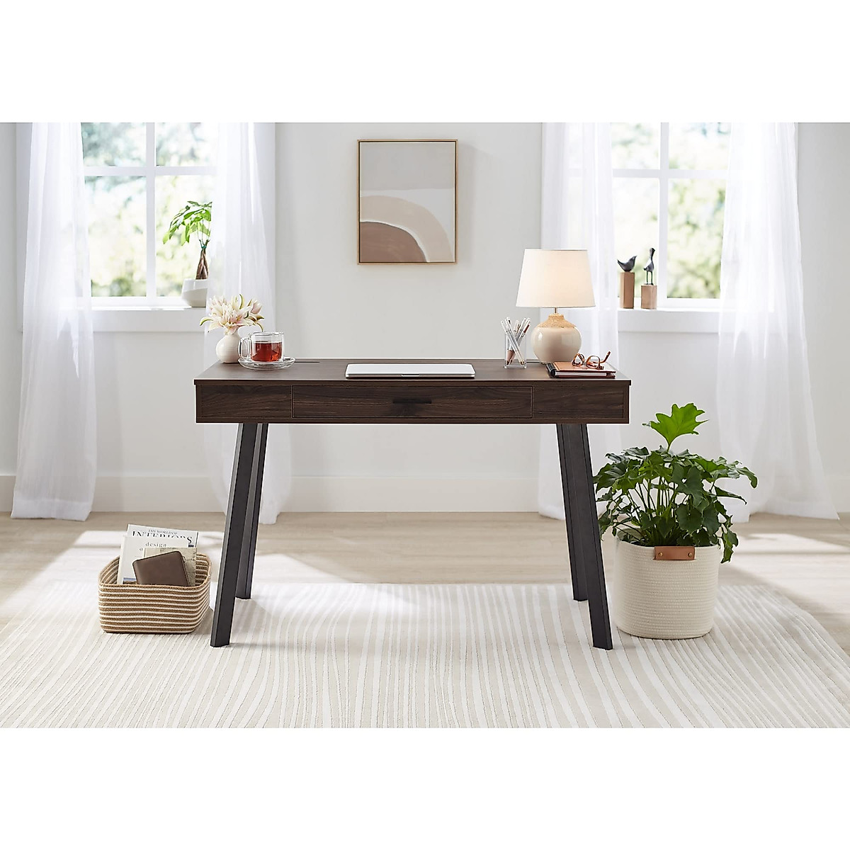 Realspace® 48"W Lancott Computer Desk, Dark Brown