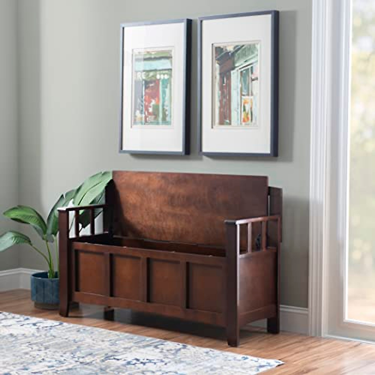 Linon Home Dcor Linon Home Decor Cynthia Storage Bench, 50"w x 17.25"d x 32"h, Walnut