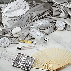 Birthday Gifts for Mom from Daughter & Son, Spa Gifts for Women, Bath and Body Set, 19pc Relaxation Pampering Self Care Baskets with 3 Massage Hot Stones, 9pc Nail Kit, Bubble Bath, Lotions and More